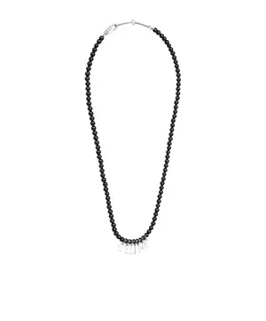 Celine Monochroms Necklace In Onyx And Brass - Black/silver