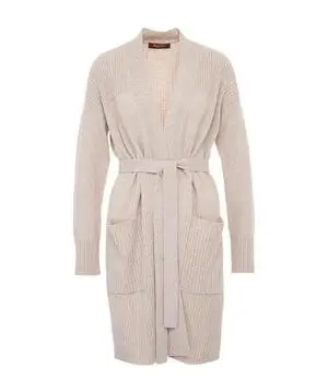 Max Mara Tie Detailed V-neck Cardigan - Nude