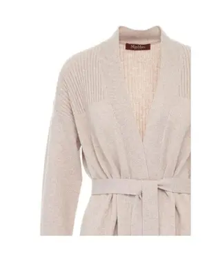 Max Mara Tie Detailed V-neck Cardigan - Nude