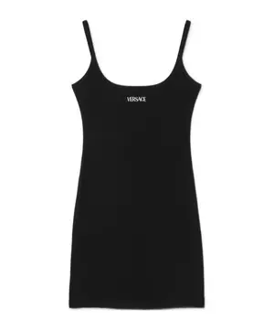 Versace Logo Embroidered Sleeveless Dress