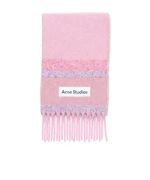 Acne Studios Fringed Logo Scarf - Pink