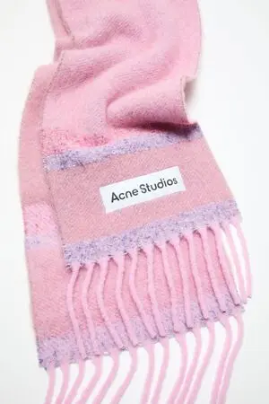 Acne Studios Fringed Logo Scarf - Pink