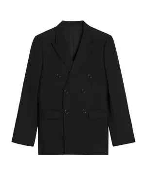 Celine Carnaby Jacket In Striped Wool Gabardine - Black/maroon