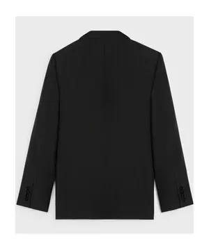 Celine Carnaby Jacket In Striped Wool Gabardine - Black/maroon
