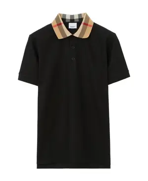 Burberry Checked Short-sleeved Polo Shirt - Black