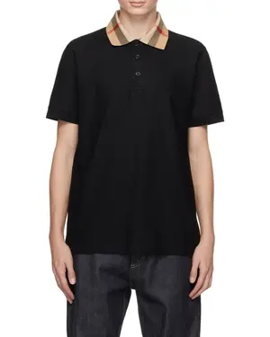 Burberry Checked Short-sleeved Polo Shirt - Black