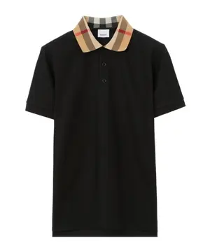 Burberry Checked Short-sleeved Polo Shirt - Black