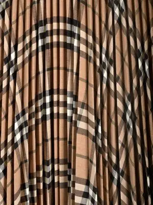 Burberry Checked Pleated Midi Skirt - Elm