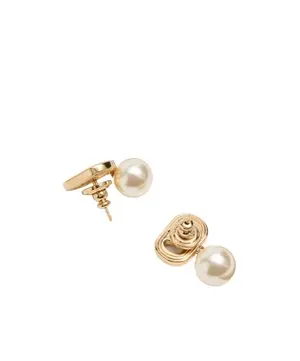 Valentino Garavani Ovalette Vlogo Signature Drop Earrings With Faux Pearl - Multi-color
