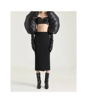 Givenchy Midi Kickback Skirt In Wool