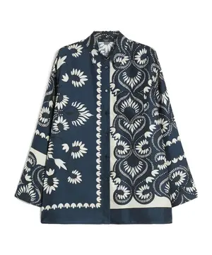 Max Mara Printed Silk Shirt - Blue