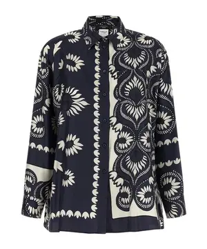 Max Mara Printed Silk Shirt - Blue