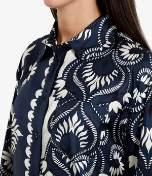 Max Mara Printed Silk Shirt - Blue