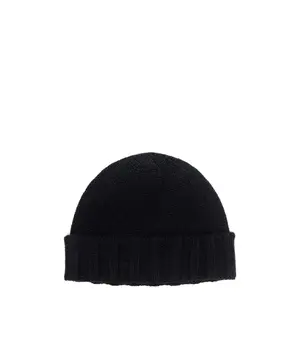 DRUMOHR Cashmere Beanie Hat With Ribbed Hem - Black