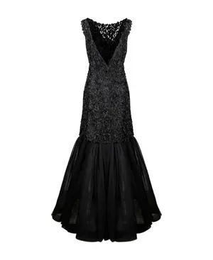 Alberta Ferretti Sleeveless Tulle Panelled Maxi Dress