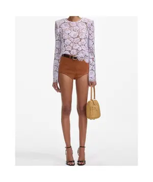 SELF-PORTRAIT Lace Fluted Sleeve Top