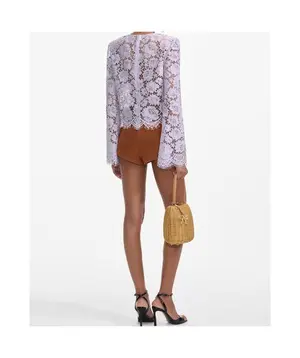 SELF-PORTRAIT Lace Fluted Sleeve Top