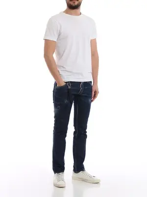 Dsquared2 Faded Stretch Denim Five-pocket Jeans - Black