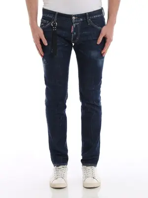 Dsquared2 Faded Stretch Denim Five-pocket Jeans - Black