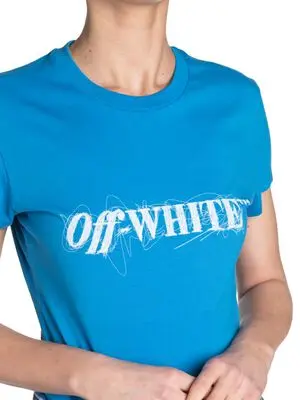 Off-White Logo Detailed Crewneck T-shirt - Blue