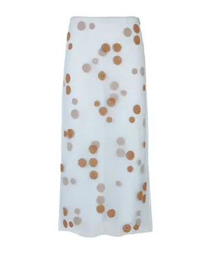Fendi Polka Dot Embellished Tulle Midi Skirt - Light Blue