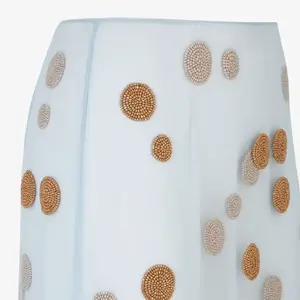 Fendi Polka Dot Embellished Tulle Midi Skirt - Light Blue