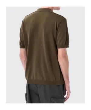 C.P. COMPANY Short-sleeve Knit Polo Shirt - Dark Olive
