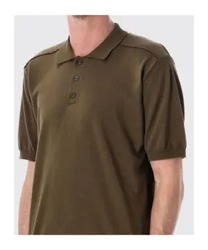 C.P. COMPANY Short-sleeve Knit Polo Shirt - Dark Olive