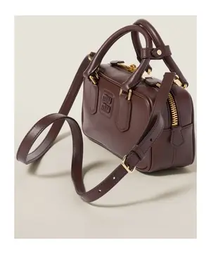 Miu Miu Arcadie Leather Top Handle Bag - Heather Wood Color
