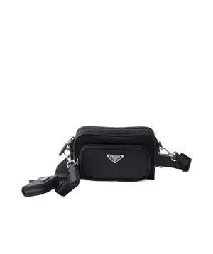 Prada Re-nylon And Saffiano Leather Shoulder Bag - Black