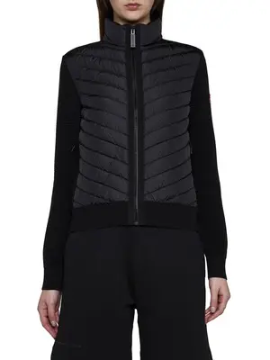 Canada Goose Padded Cardigan With Logo Patch - Black