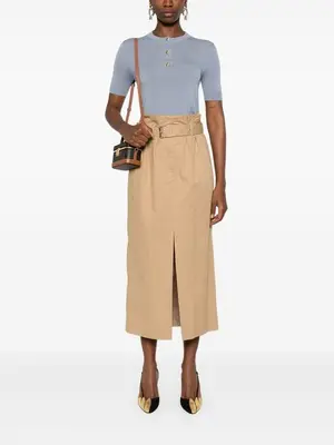 Celine Triomphe Embroidered Fine Wool Crew Neck Sweater - Light Blue