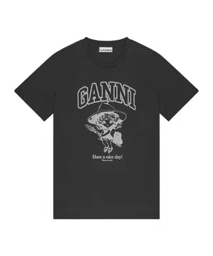 GANNI Graphic Print Short Sleeve Top