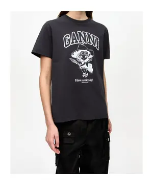 GANNI Graphic Print Short Sleeve Top