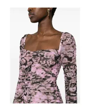 Pinko Floral Printed Ruched Midi Dress