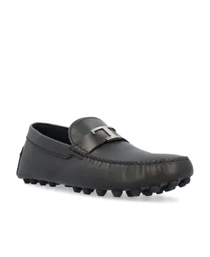 TOD'S Gommino Logo Plaque Loafers - Black
