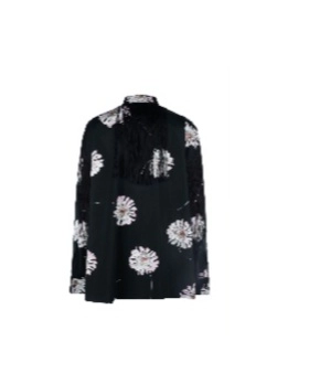 Prada Rose-printed Long-sleeved Fringed Shirt - No