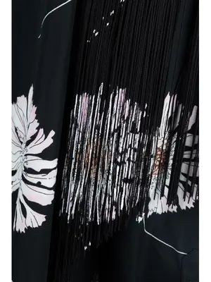 Prada Rose-printed Long-sleeved Fringed Shirt - No