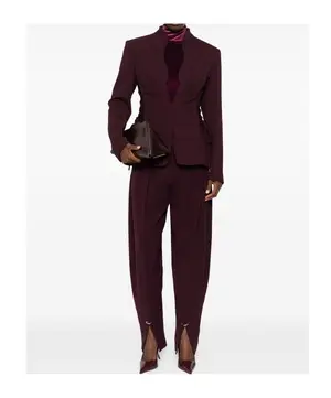 MUGLER High-neck Velvet Bodysuit With Cutout Detail - Brown