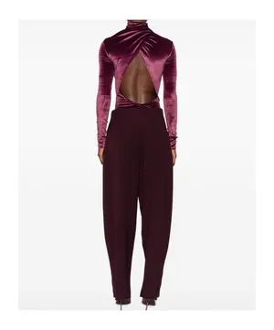 MUGLER High-neck Velvet Bodysuit With Cutout Detail - Brown