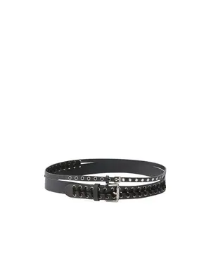 Pinko Sophia Eyelet Detailed Belt - Black