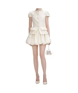 SELF-PORTRAIT Boucle Bow Detail Mini Dress