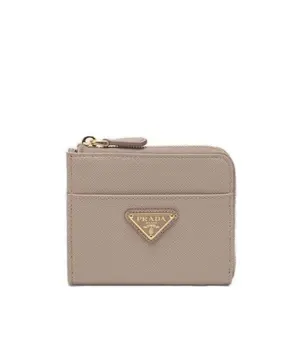 Prada Triangle-logo Zipped Wallet - Nude