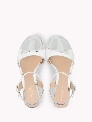 GIANVITO ROSSI Marlena Metallic Leather Platform Sandals - Silver
