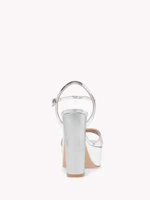 GIANVITO ROSSI Marlena Metallic Leather Platform Sandals - Silver