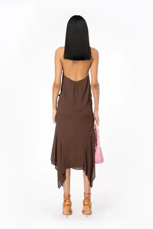 Pinko Flowing Asymmetrical Hem Skirt With Belt Detail