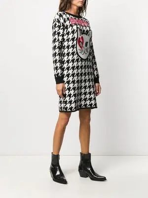 Moschino Jacquard Knit Dress With Cat Motif