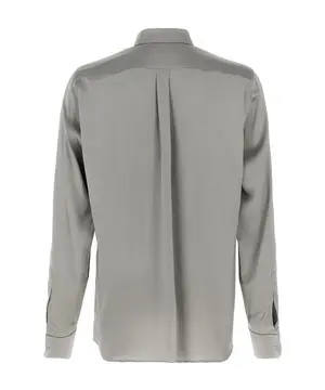 Dolce & Gabbana Dolce Gabbana Curved Hem Satin Shirt - Grey