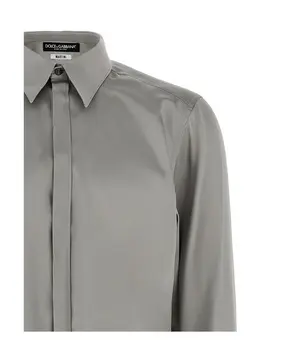Dolce & Gabbana Dolce Gabbana Curved Hem Satin Shirt - Grey