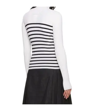 JEAN PAUL GAULTIER Striped Ribbed Turtleneck Top